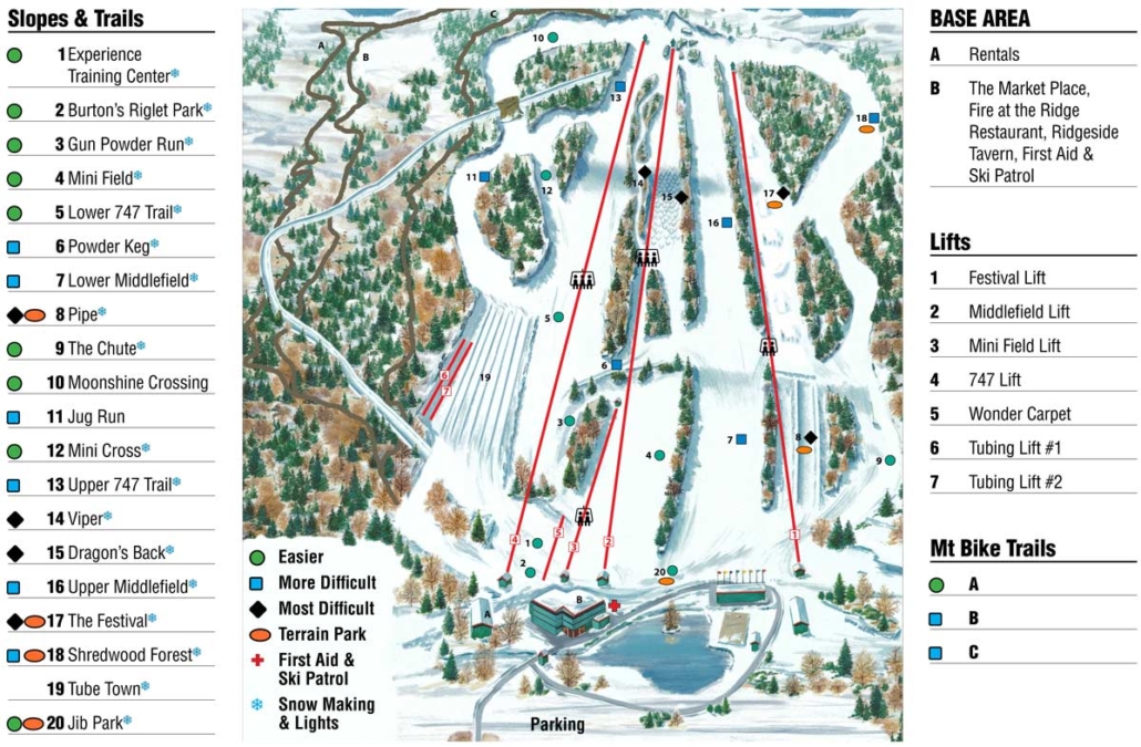 Winter Trail Map - Powder Ridge Mountain Park & Resort
